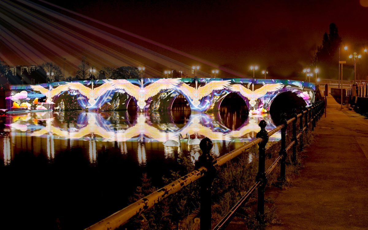Cygnet Song light installation displayed across River Severn - The ...